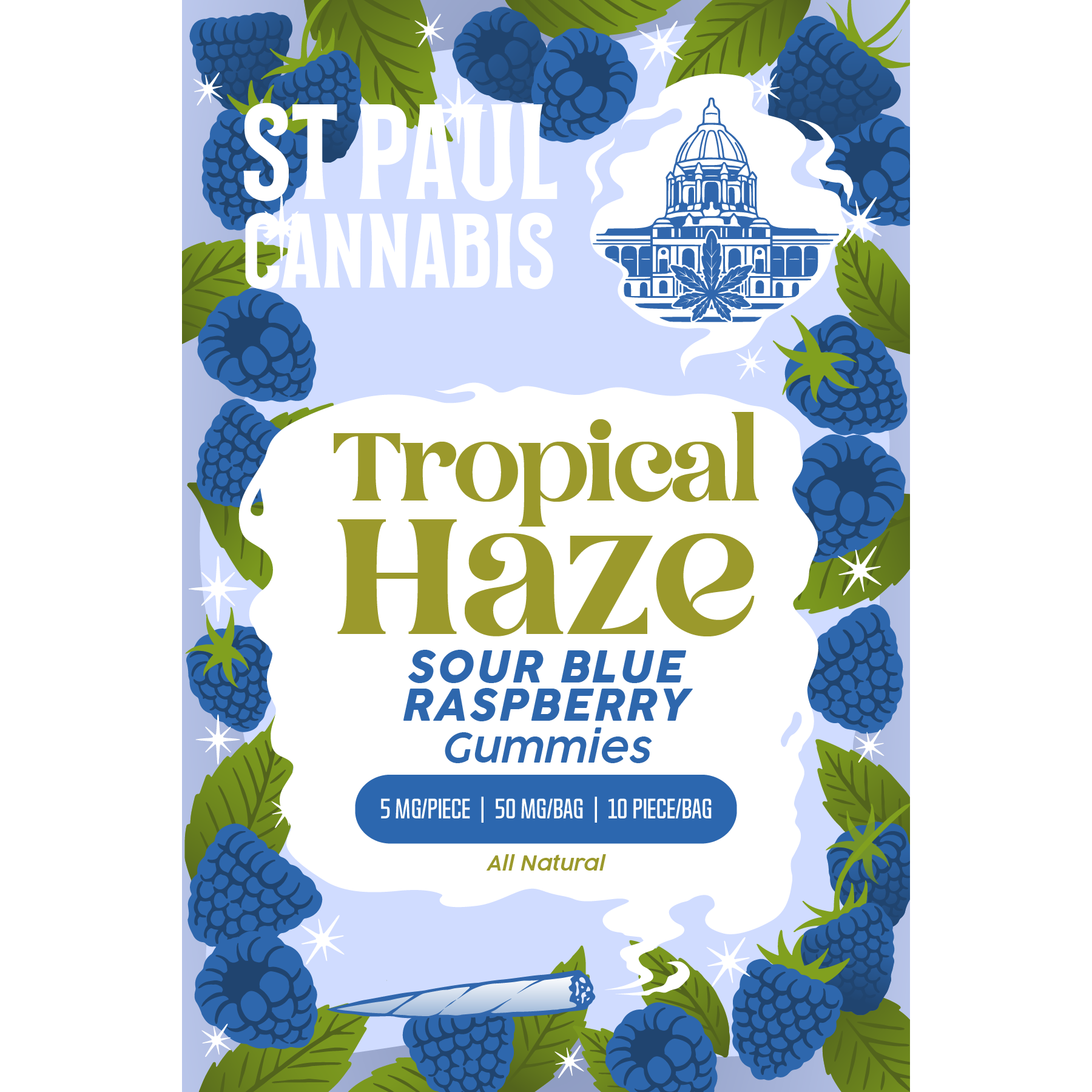 St Paul Cannabis 5mg THC Tropical Haze Gummies Sour Blue Raspberry | St Paul Cannabis Dispensary ...