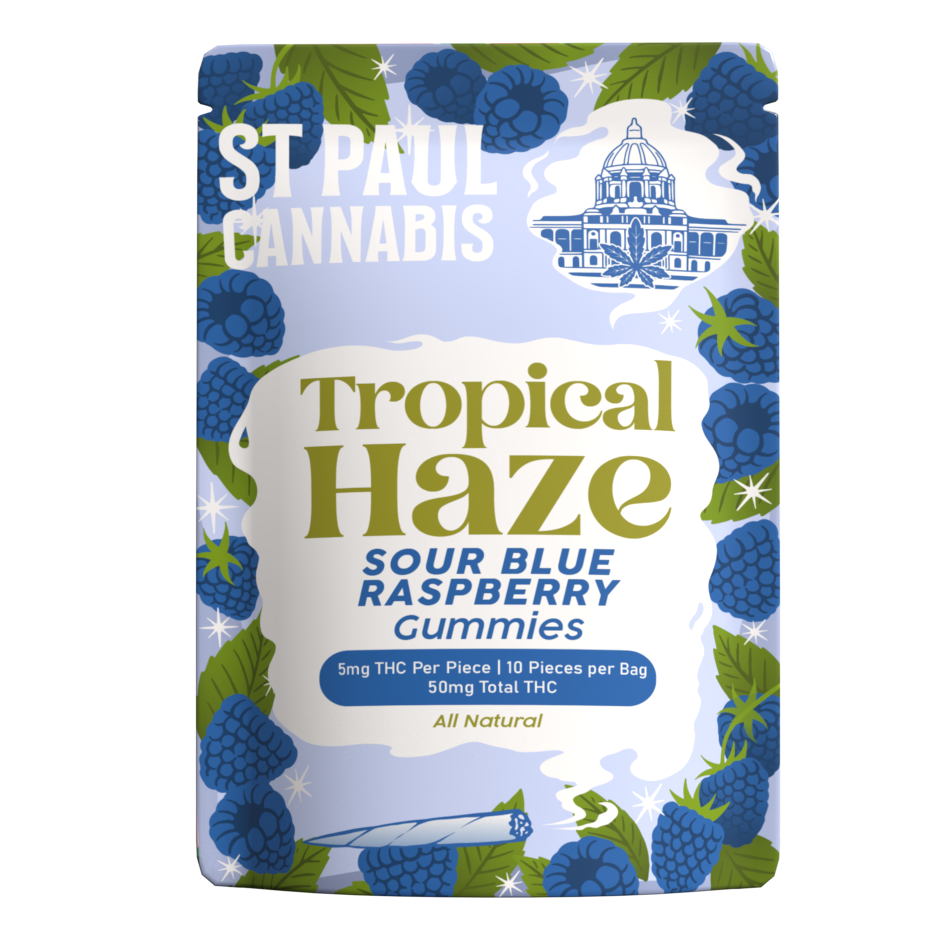 St Paul Cannabis 5mg THC Tropical Haze Gummies Sour Blue Raspberry | St Paul Cannabis Dispensary ...